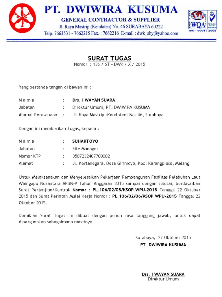 Surat Tugas Lapangan | PDF