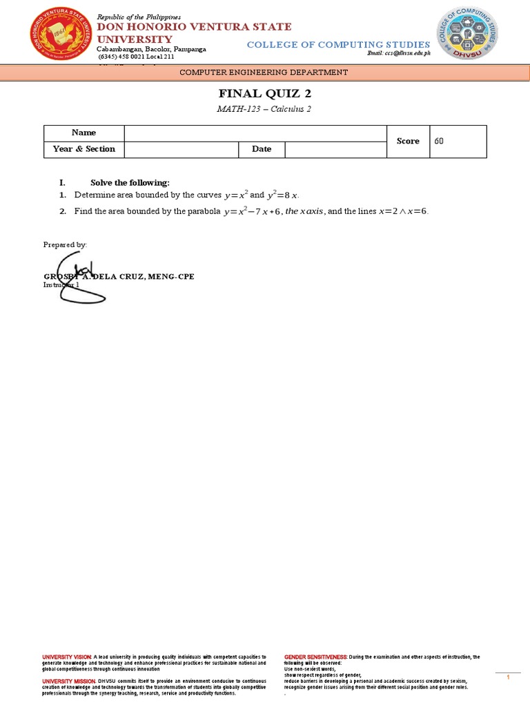 Calculus 2 - Finals Quiz 2 | PDF