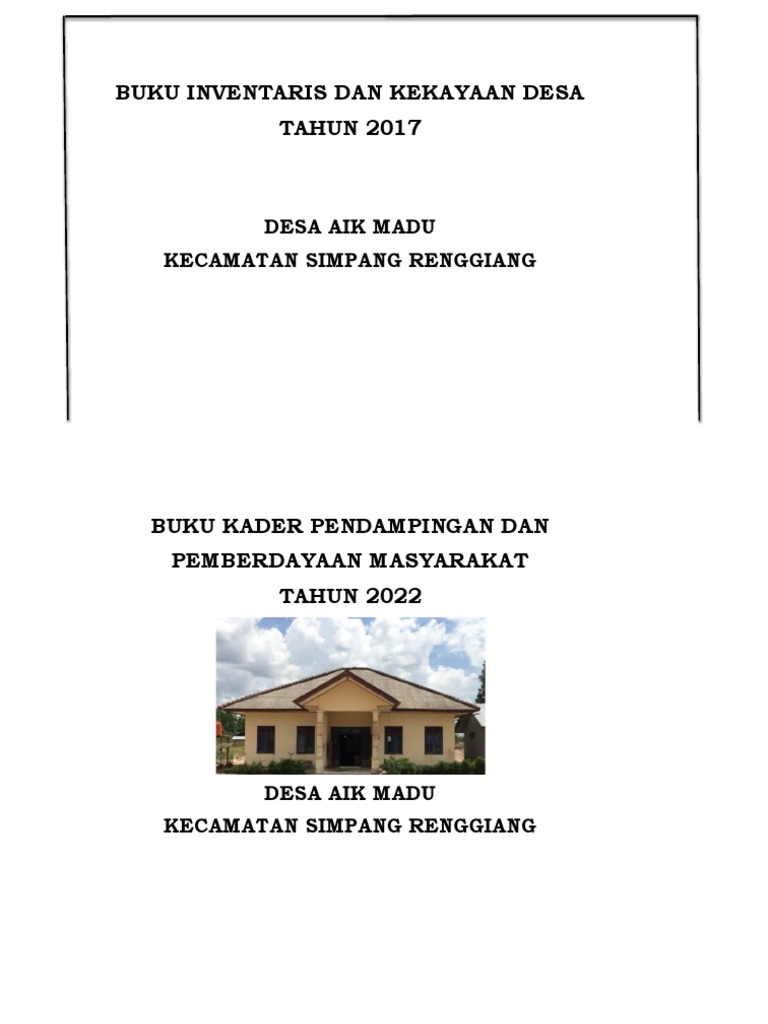 Cover Buku Inventaris Dan Kekayaan Desa | PDF
