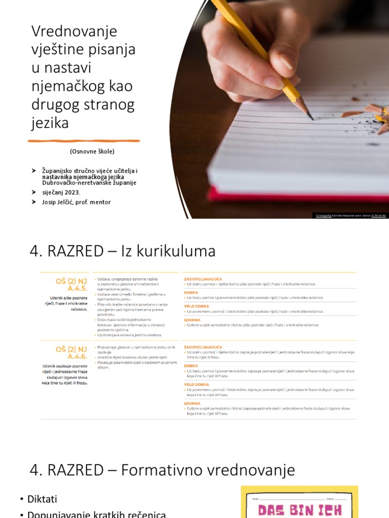 Vrednovanje Vještine Pisanja U Nastavi Njemačkog Kao Drugog | PDF