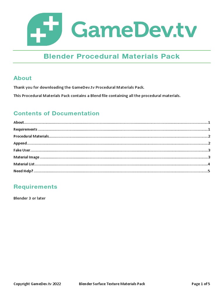 Blender Procedural Materials Info | PDF | Blender (Software) | Road Surface