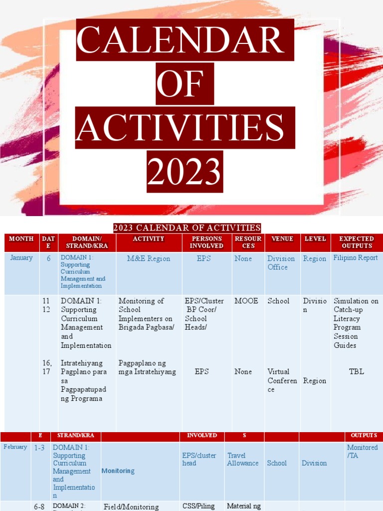 Calendar of Activities 2023 | PDF | Business | Web Design