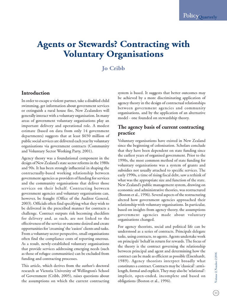 Agents or Stewards? Contracting With Voluntary Organisations | PDF ...