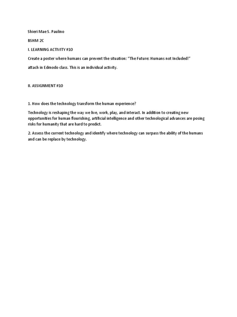 GE STS Assignment and Activity 10 | PDF