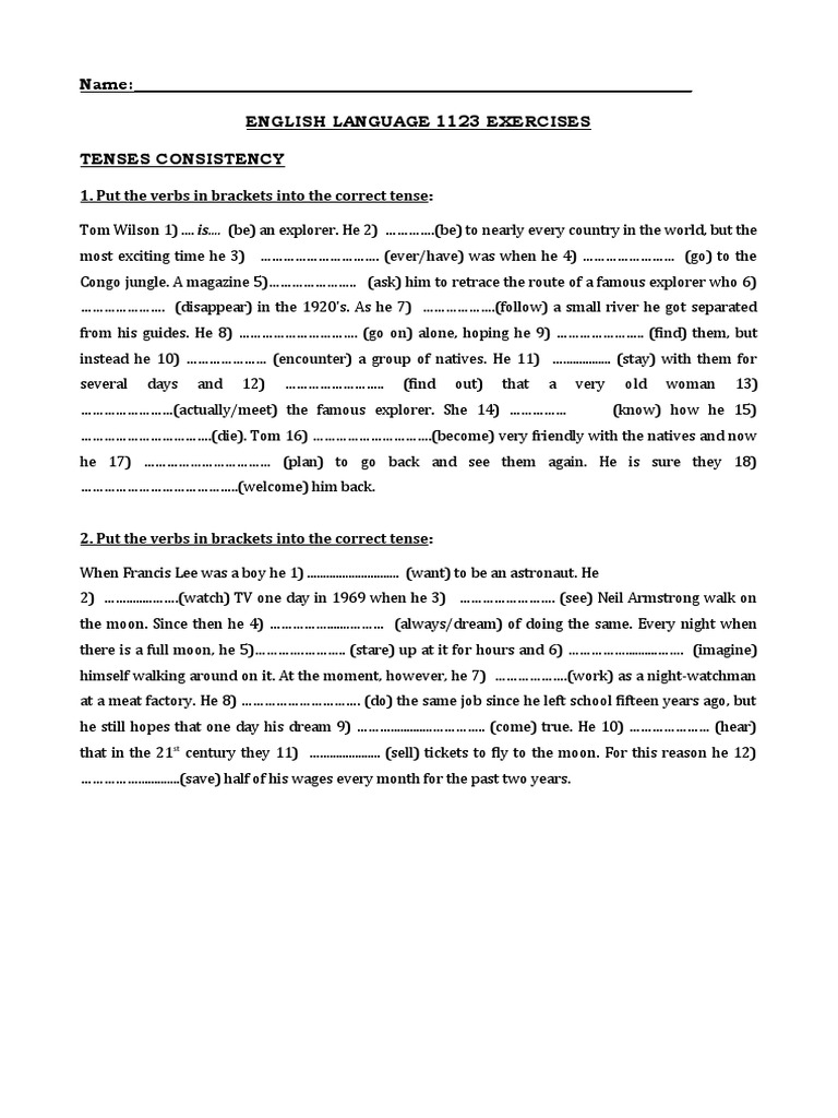 10 Texts To Revise Mixed Tenses With Key | PDF | Goldilocks And The ...