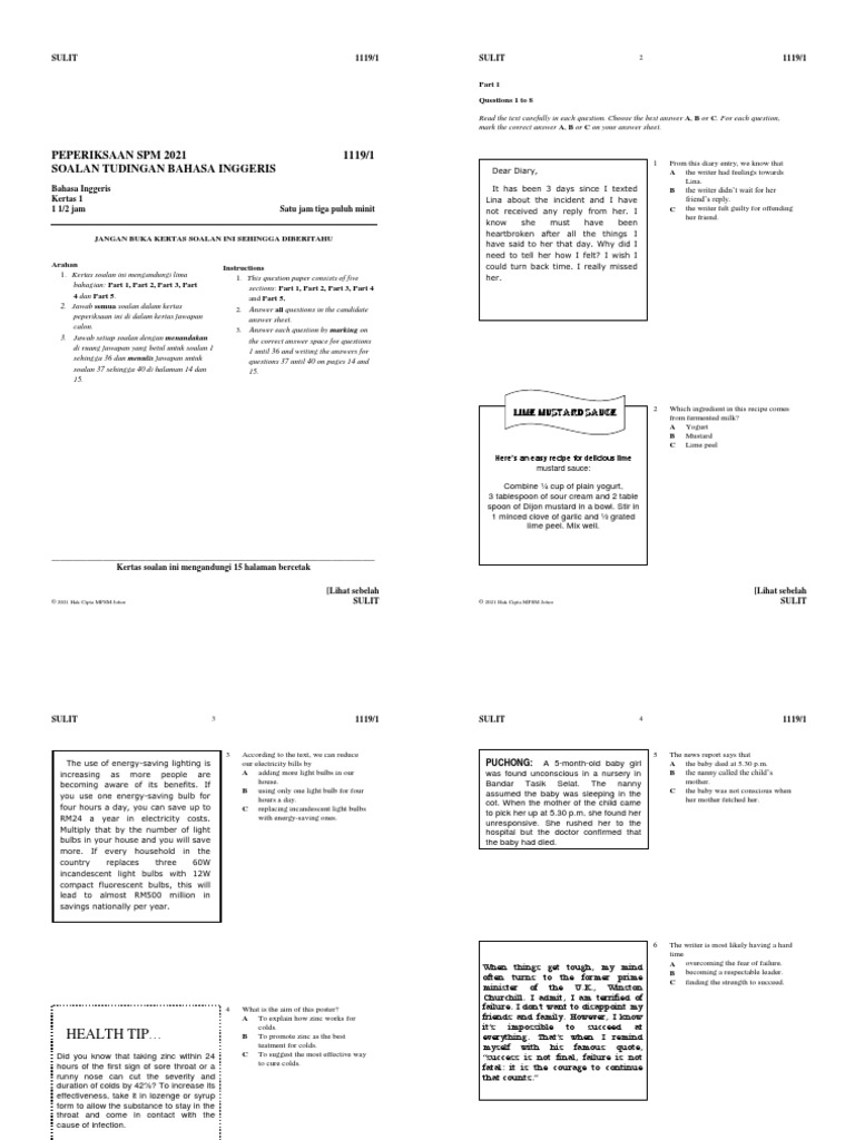 SPM Final | PDF | Common Cold | Olympic Games