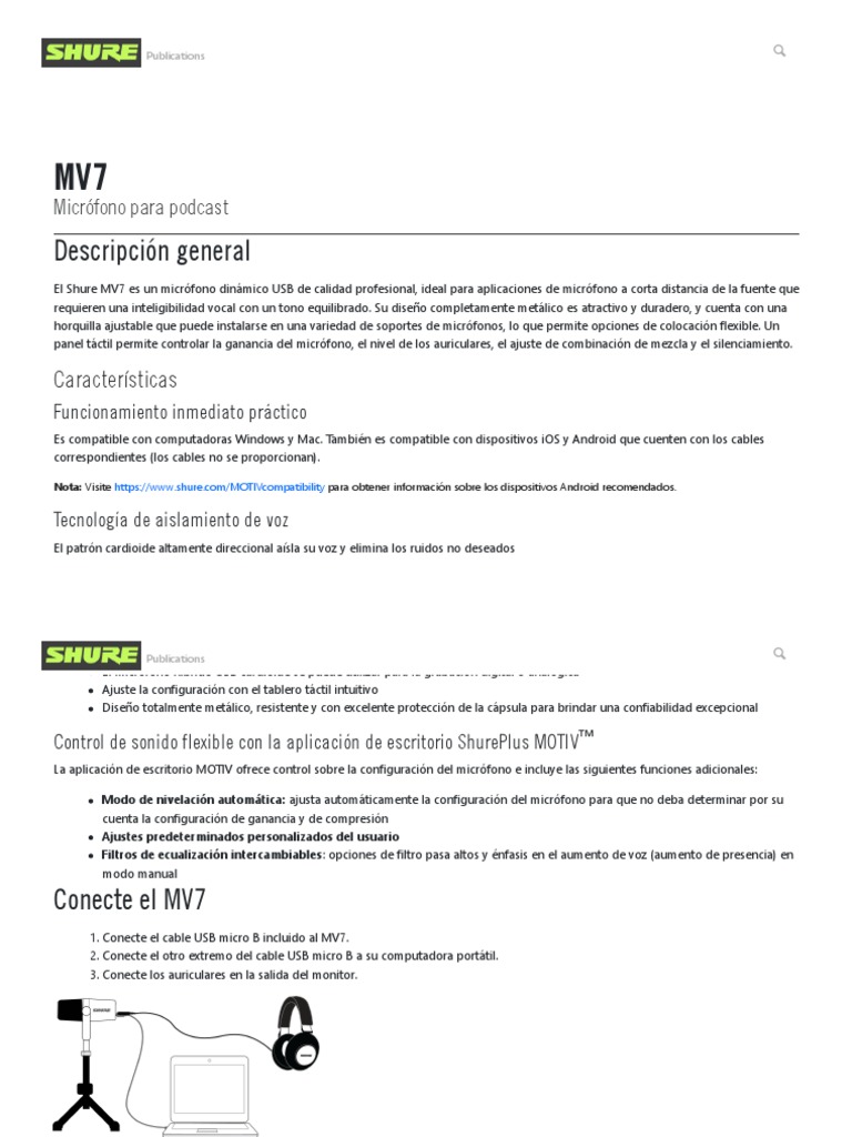 MV7 User Guide | PDF | Micrófono | Yo telefono