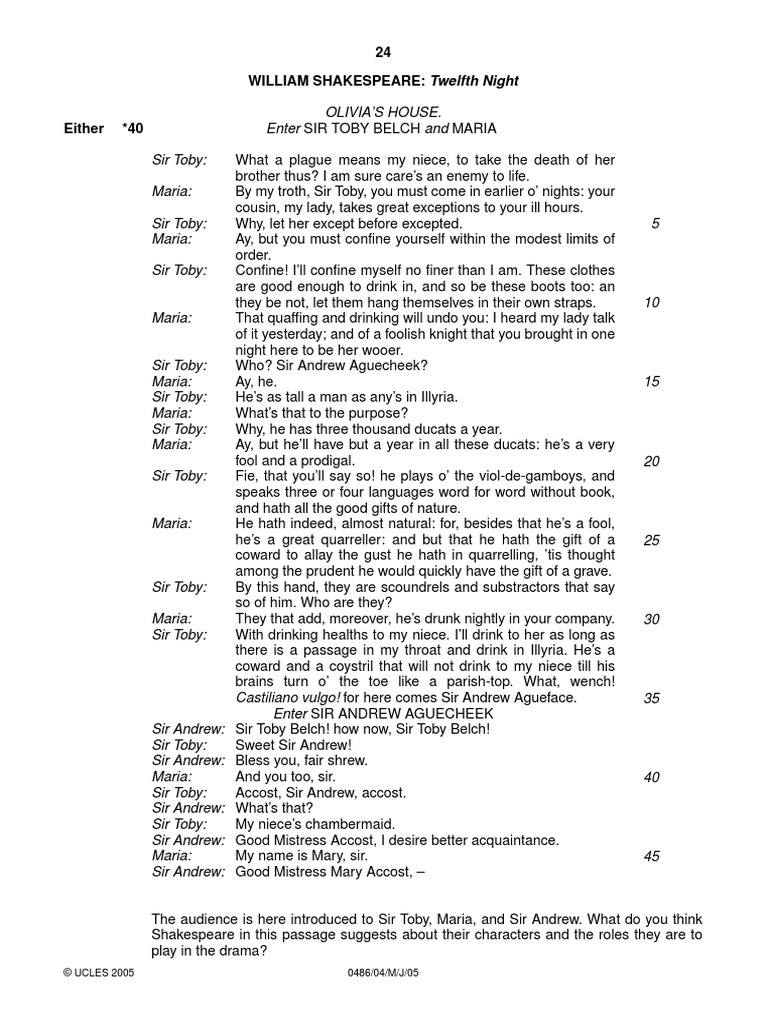 Act 1 Scene 3 | PDF | Shakespearean Comedies | Twelfth Night