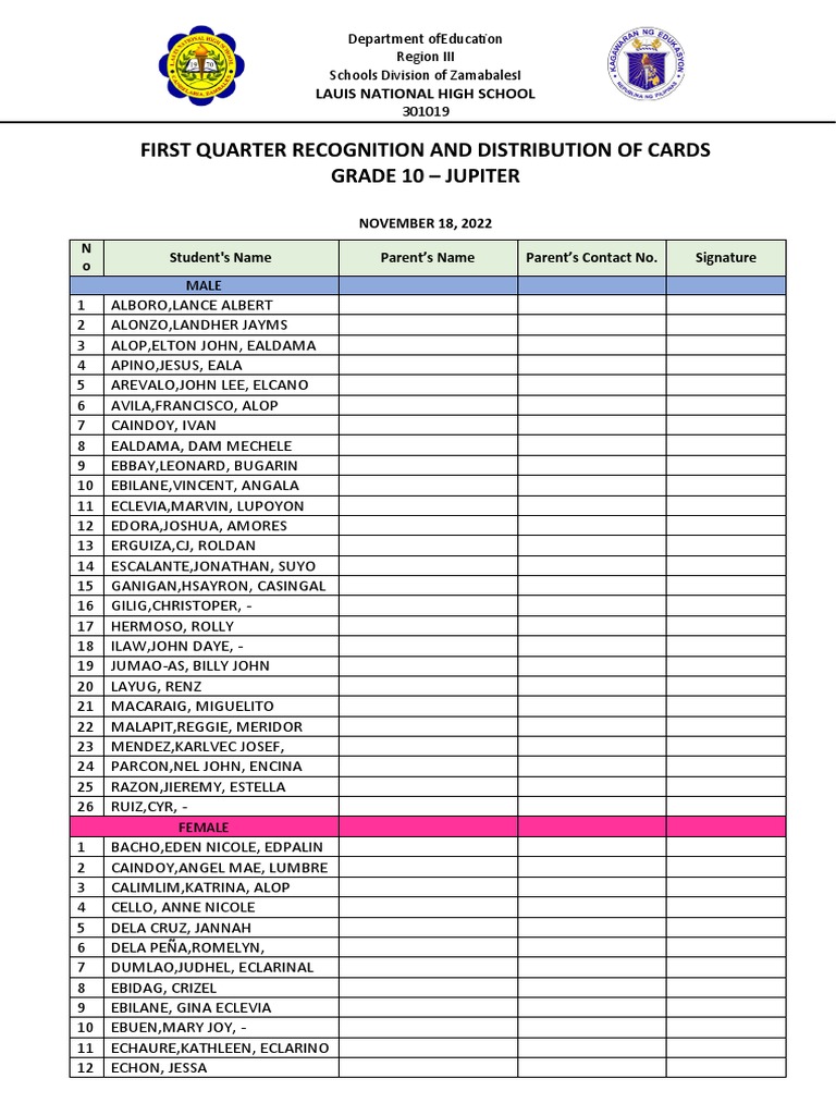 Parents Attendance Sheet | PDF