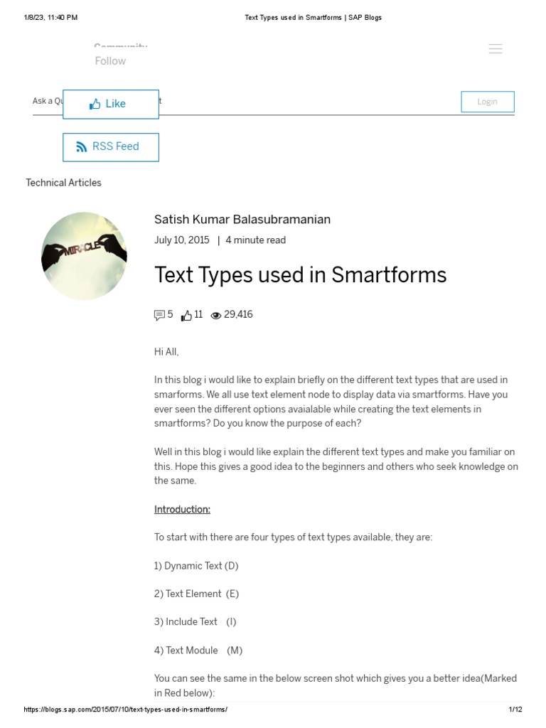 Text Types Used in Smartforms - SAP Blogs | PDF | Software | Computer Programming