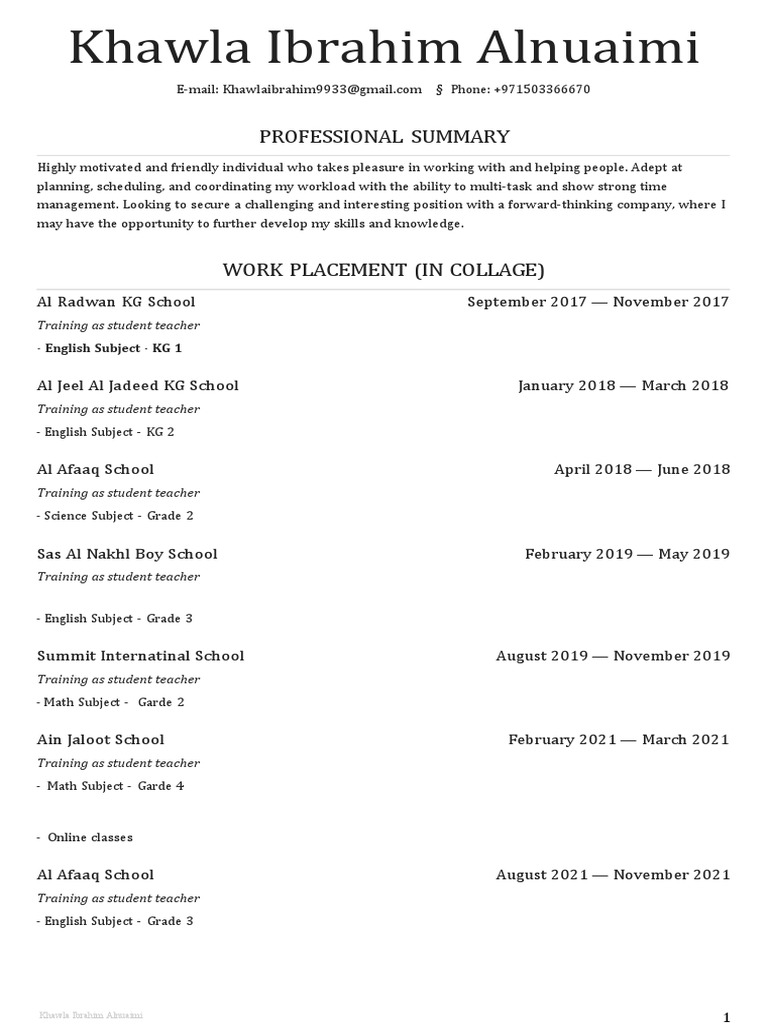 Khawla Alnuaimi CV | PDF | Educational Technology | Teachers