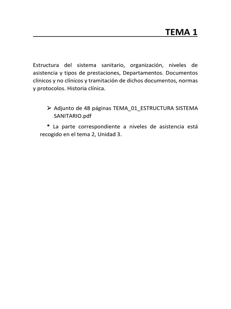 Tema - 01 - Estructura Sistema Sanitario | PDF | Relaciones personales, crianza y desarrollo ...