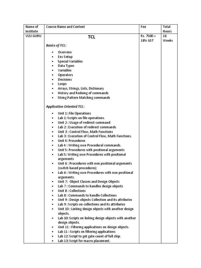 VLSI Programming Course Overview | PDF | Subroutine | Parameter (Computer Programming)