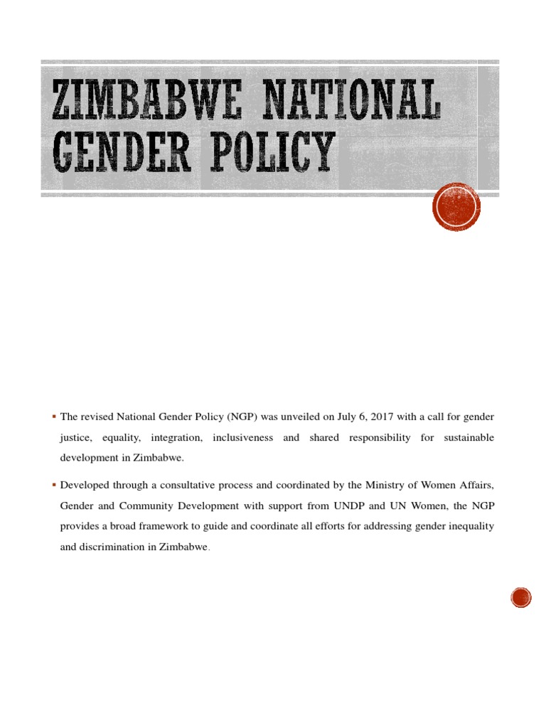 NHIR 424 Zimbabwe National Gender Policy | PDF