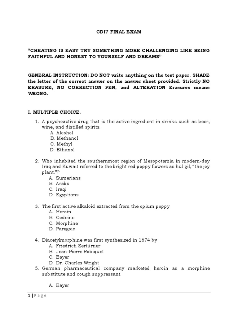 Cdi7 Final Exam | PDF