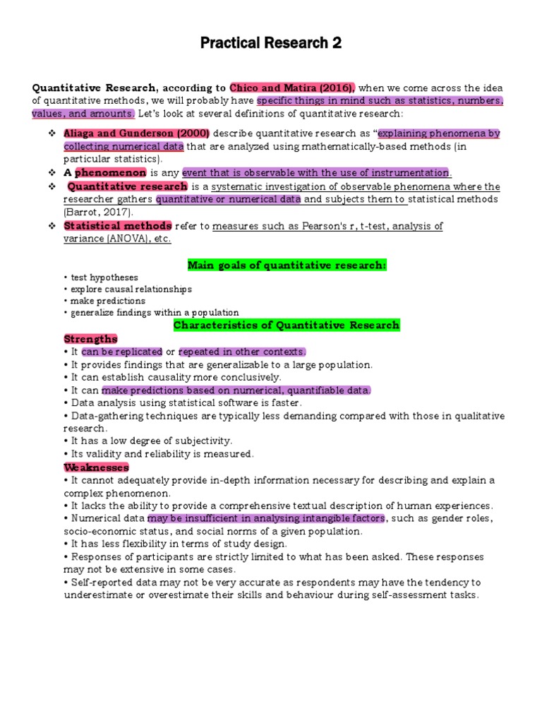 PR2 Notes | PDF | Quantitative Research | Statistics