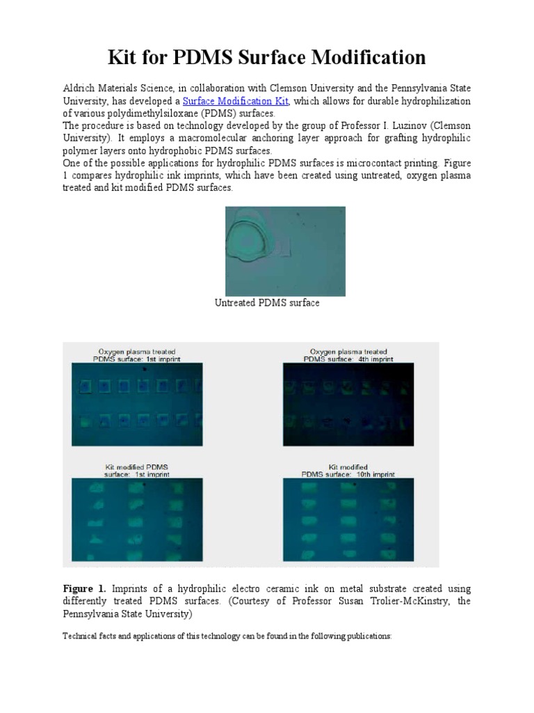 Kit For Pdms Surface Modification Pdf