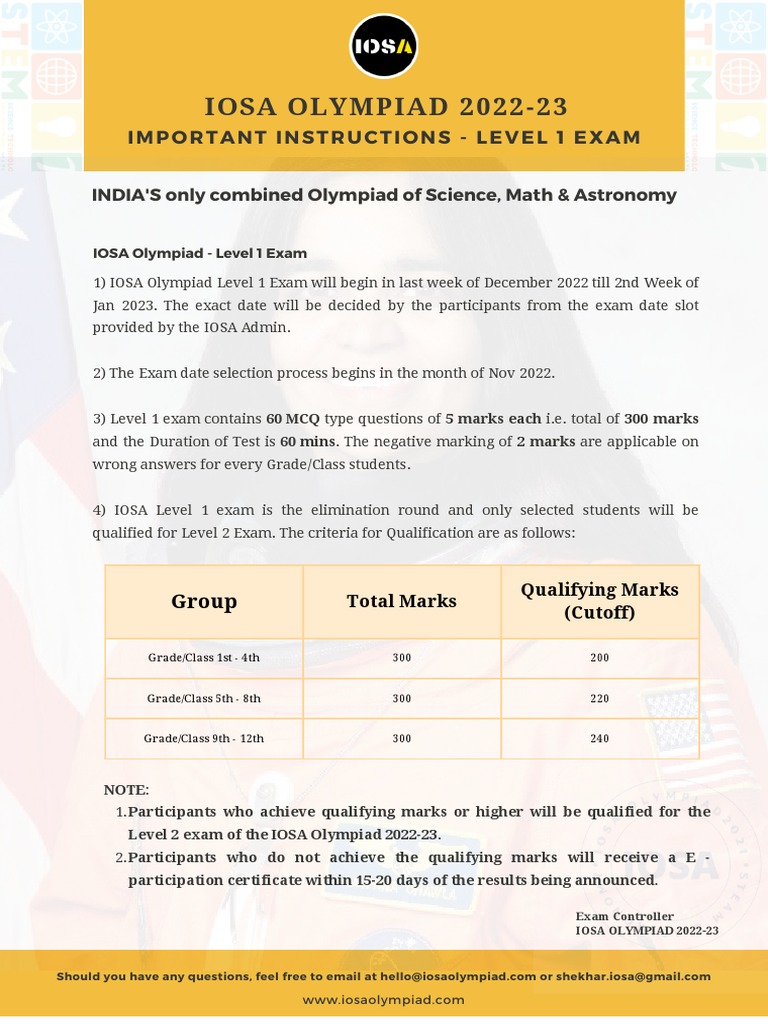 Iosa Olympiad 2022-23 | PDF | Test (Assessment) | Multiple Choice