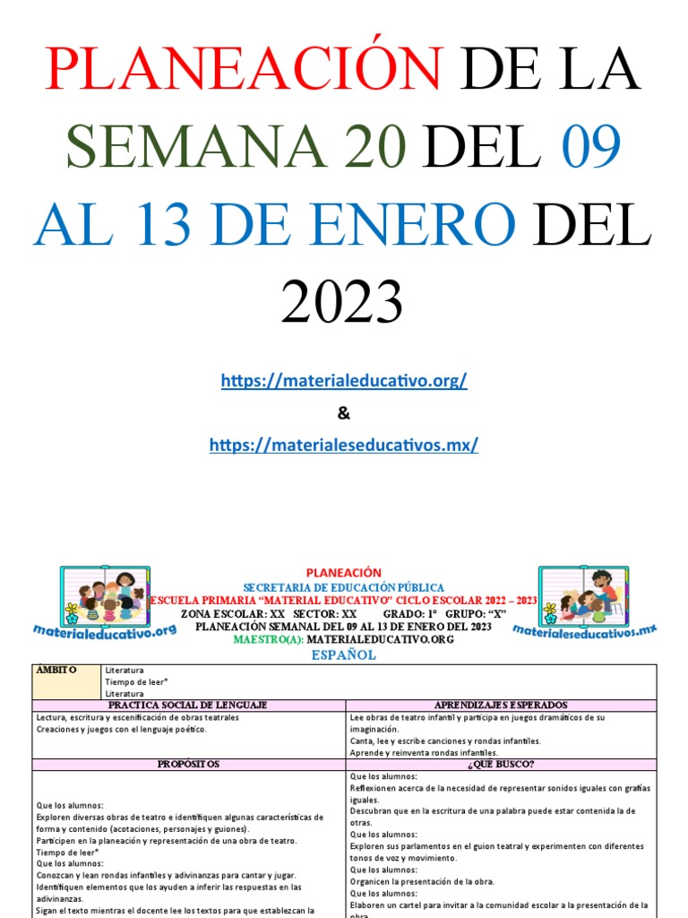 Semana 20: 09 Al 13 de Enero | PDF | Educación primaria | Evaluación