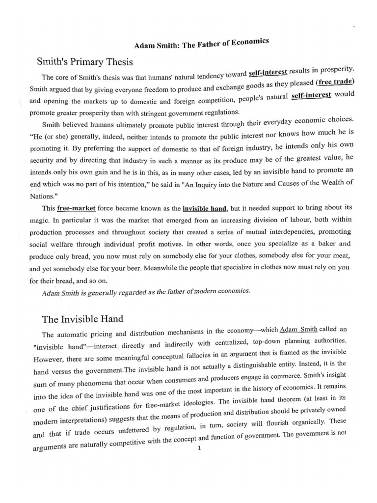 Adam Smith - The Father of Economics | PDF | Adam Smith | Economics