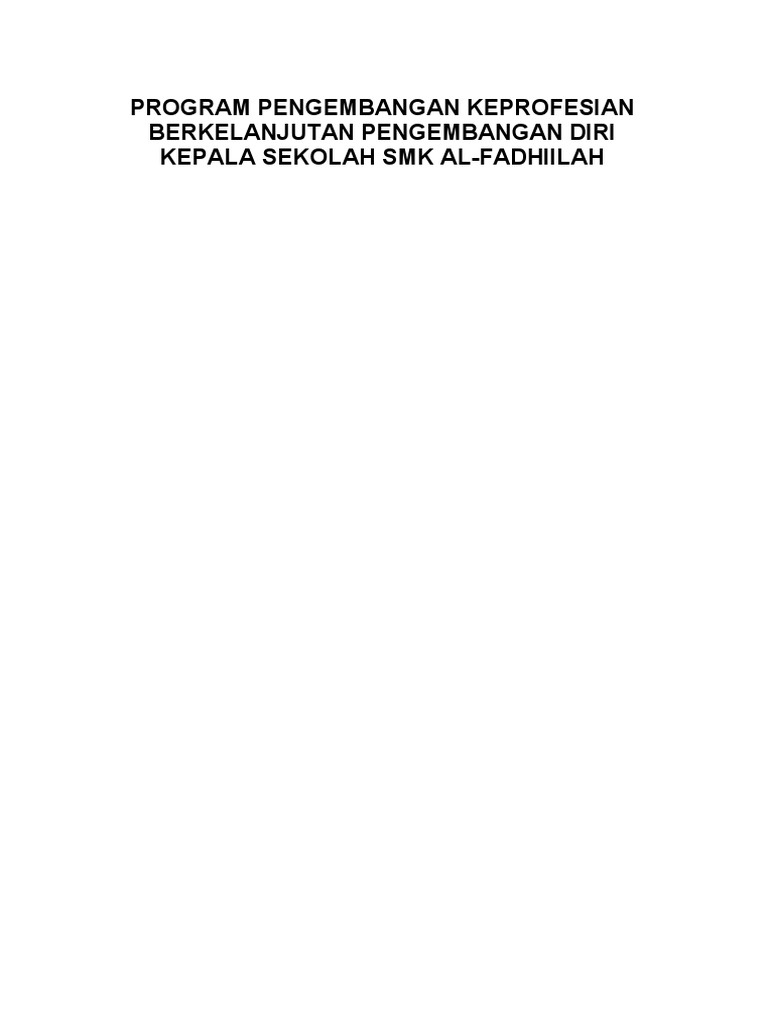 Program PKB Kepala Sekolah SMK Al-Fadhiilah | PDF | Karier & Perkembangan