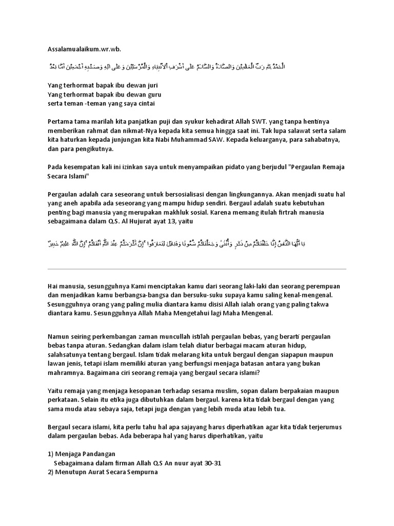 26 Pidato Bhs Indonesia MTs Nuriddahlani | PDF | Ilmu Sosial | Agama ...