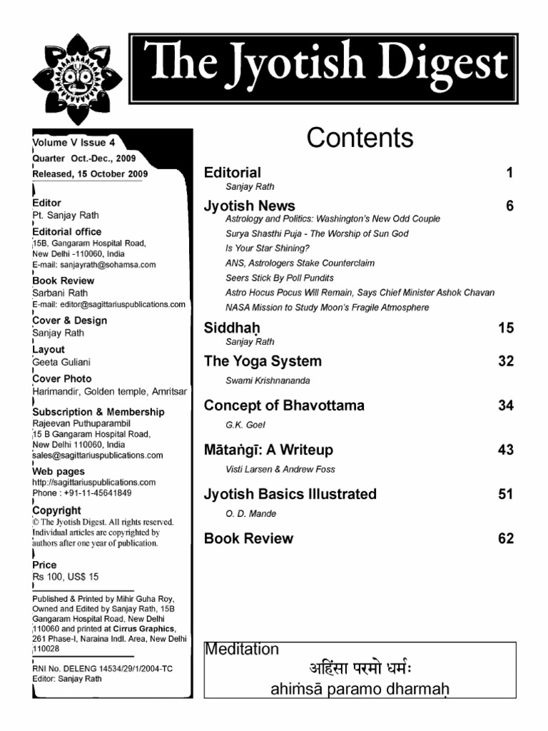 Jyotish Digest 2009 - Oct-Dec | PDF