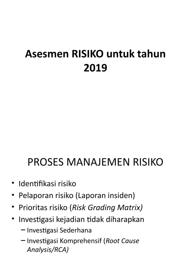 Asesmen RISIKO Untuk Tahun 2019 | PDF