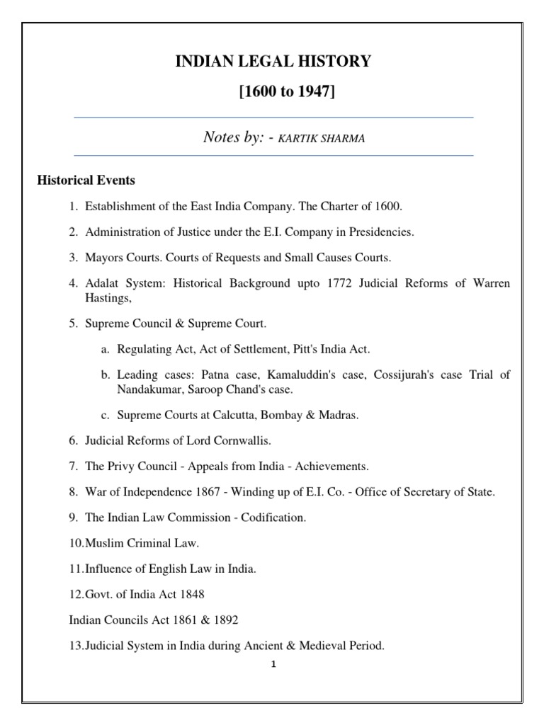 Indian Legal History 1600-1947 | PDF | Justice | Crime & Violence