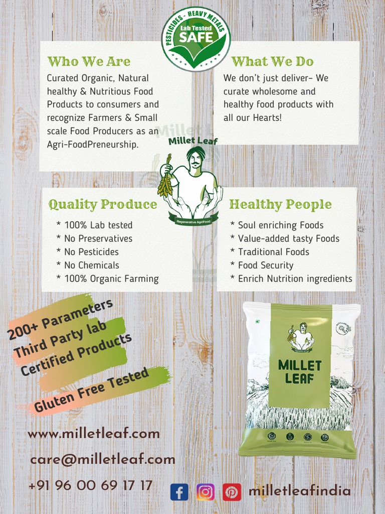 Millet Leaf Product Catalogue | PDF | Flour | Wheat
