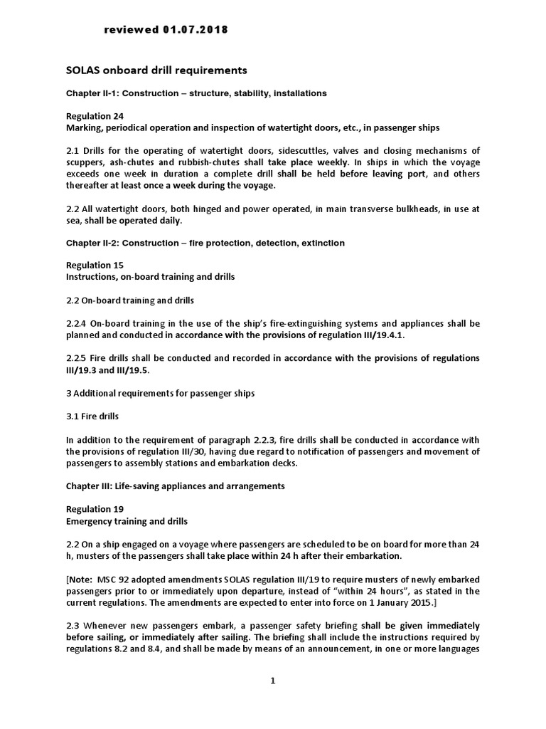 01A.14 - Muster & Drills As Per SOLAS | PDF | Ships | Water Transport
