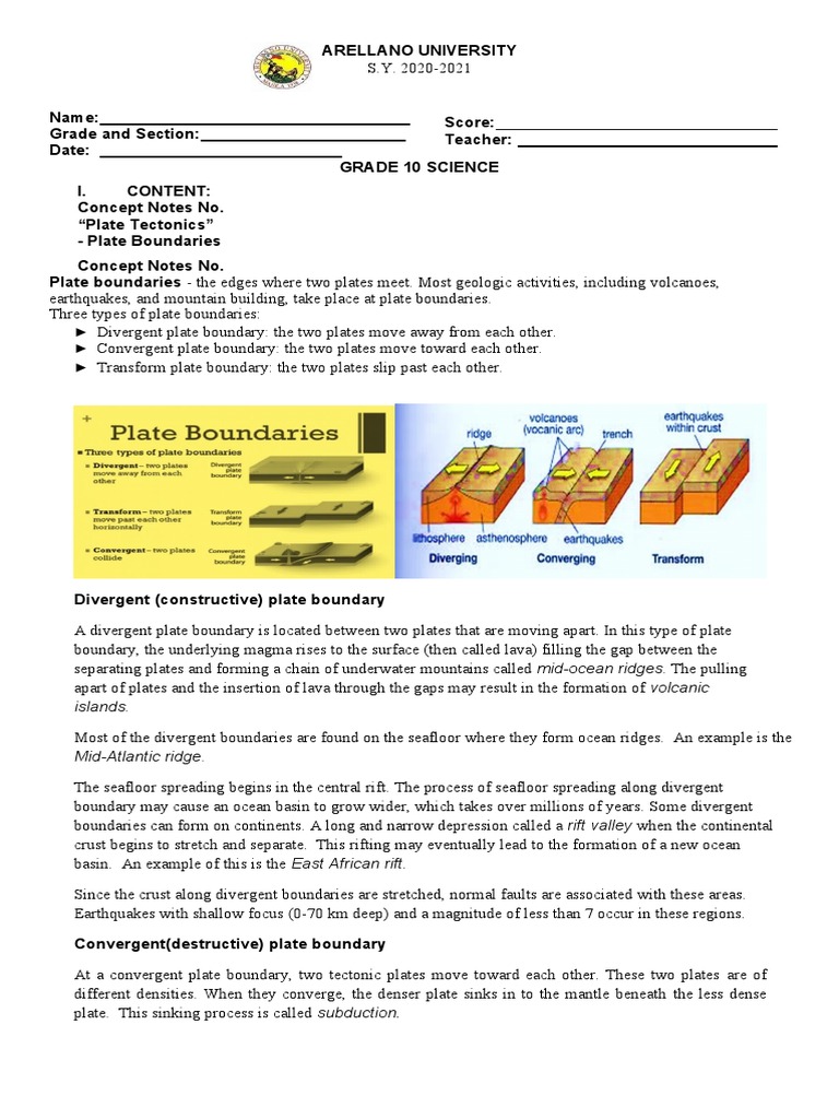 Plate Tectonics and Boundaries | PDF | Plate Tectonics | Sedimentary Basin