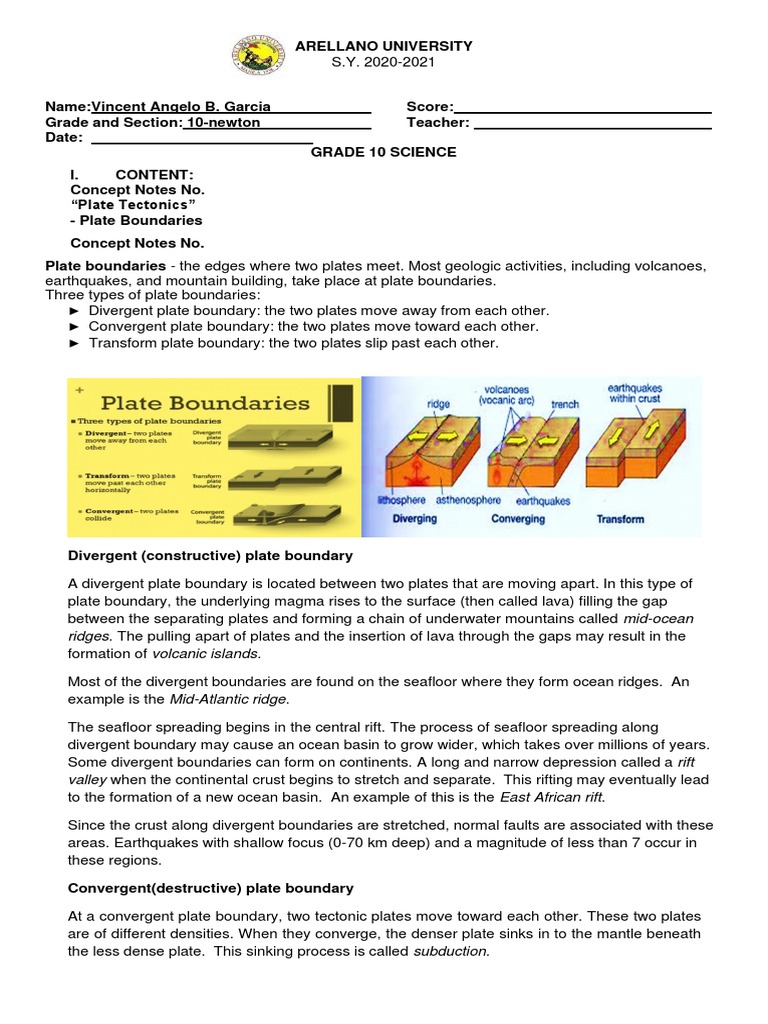 Grade 10 Science: Plate Tectonics | PDF | Plate Tectonics | Rift