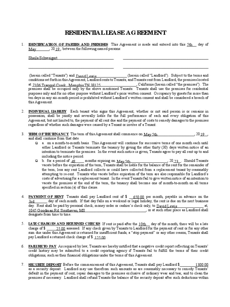 Basic Rental Agreement Fillable | PDF | Leasehold Estate | Landlord