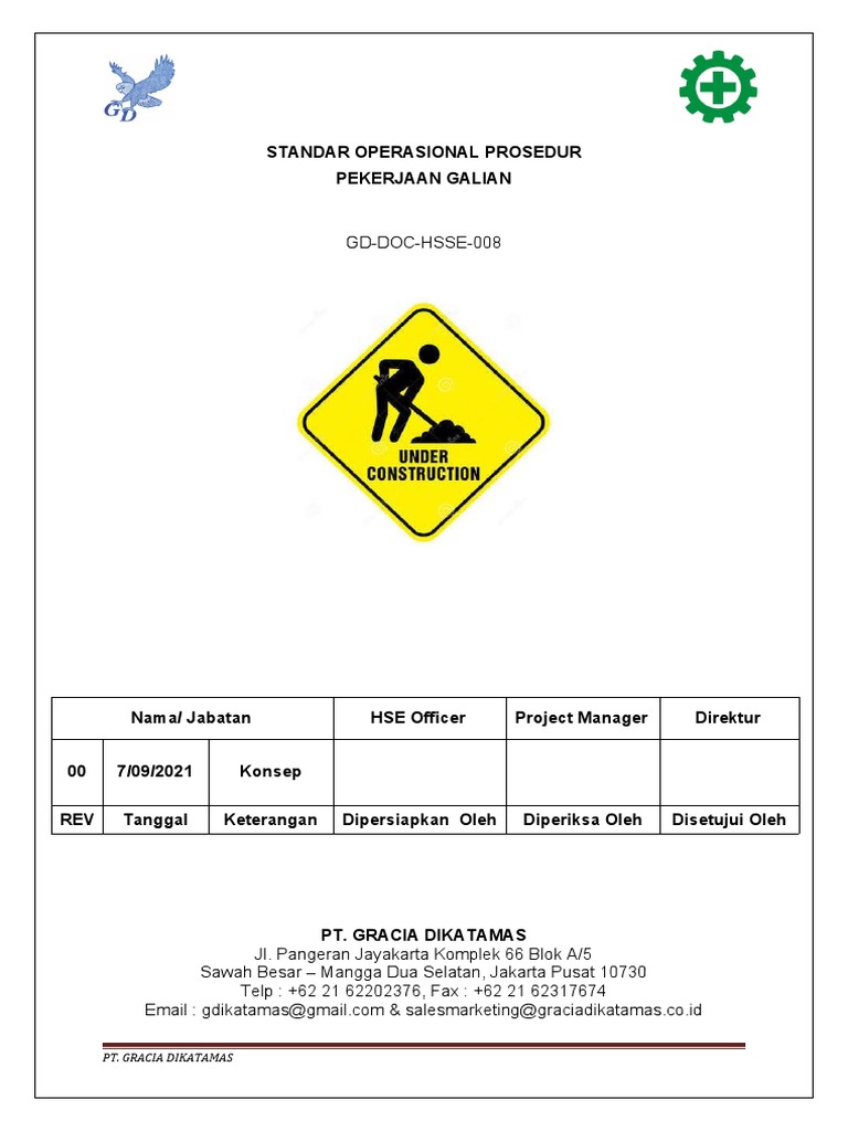 Sop Pekerjaan Galian | PDF
