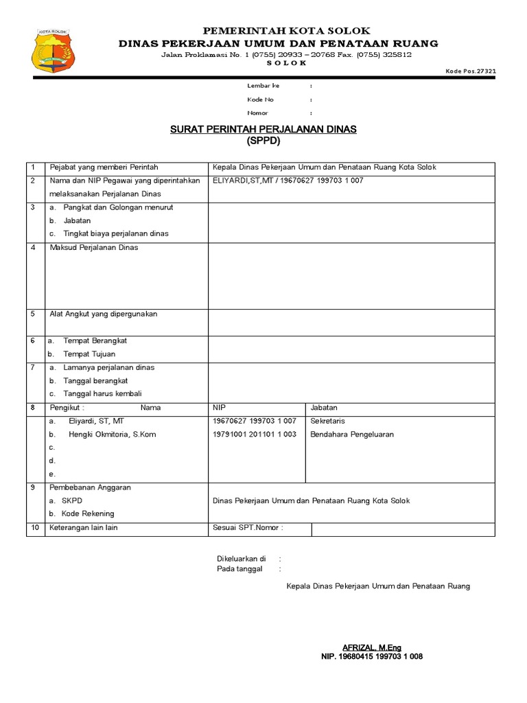 Blangko SPPD Dpupr 2023 | PDF