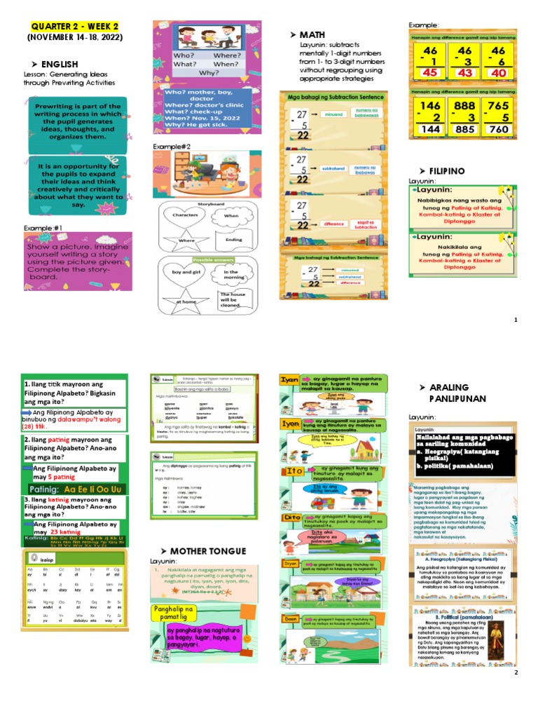 Grade 2 Handouts Week 2 | PDF