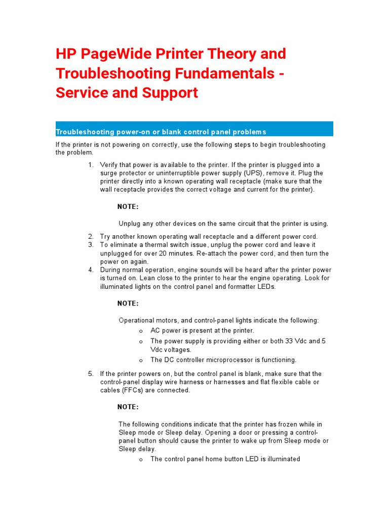 HP PageWide Printer Theory and Troubleshooting Fundamentals | PDF | Printer (Computing) | Device ...