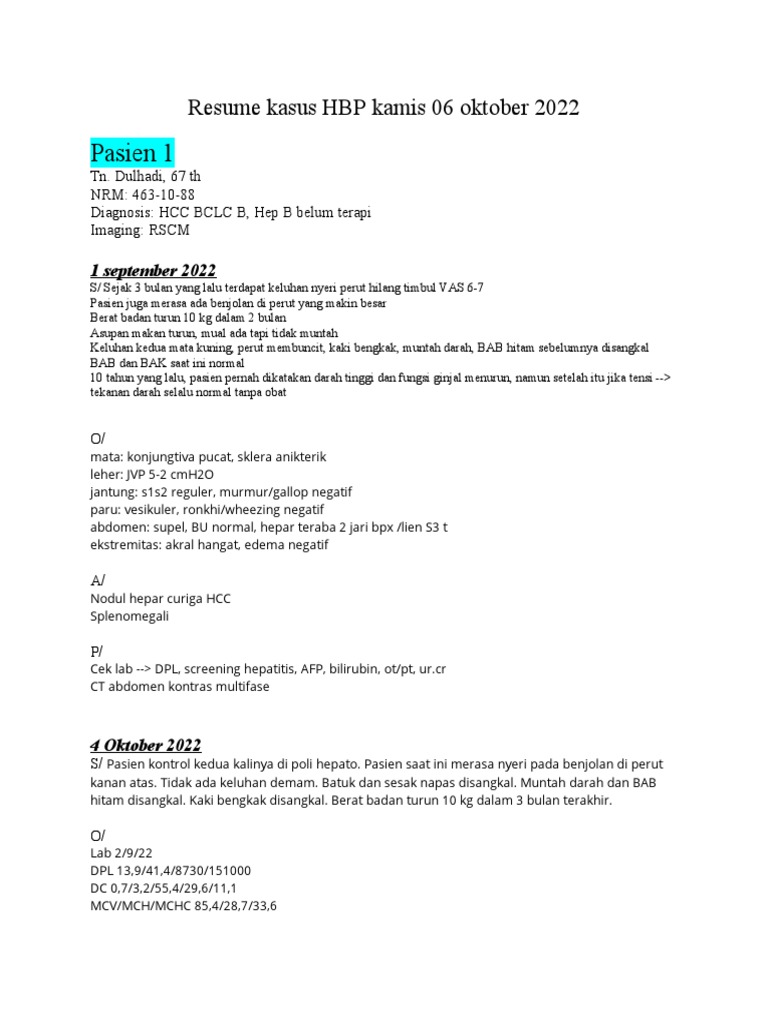 Resume Kasus HPB 6 Oktober | PDF | Sains & Matematika