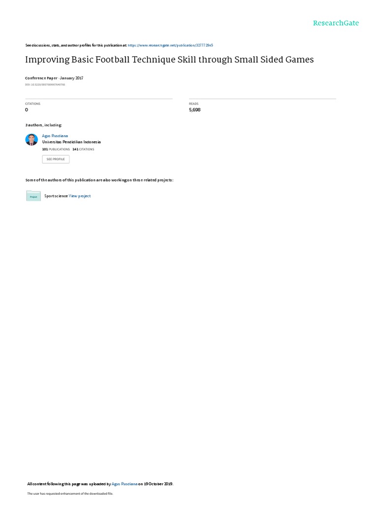 Improving Basic Football Technique Skillthrough Small Sided Games | PDF