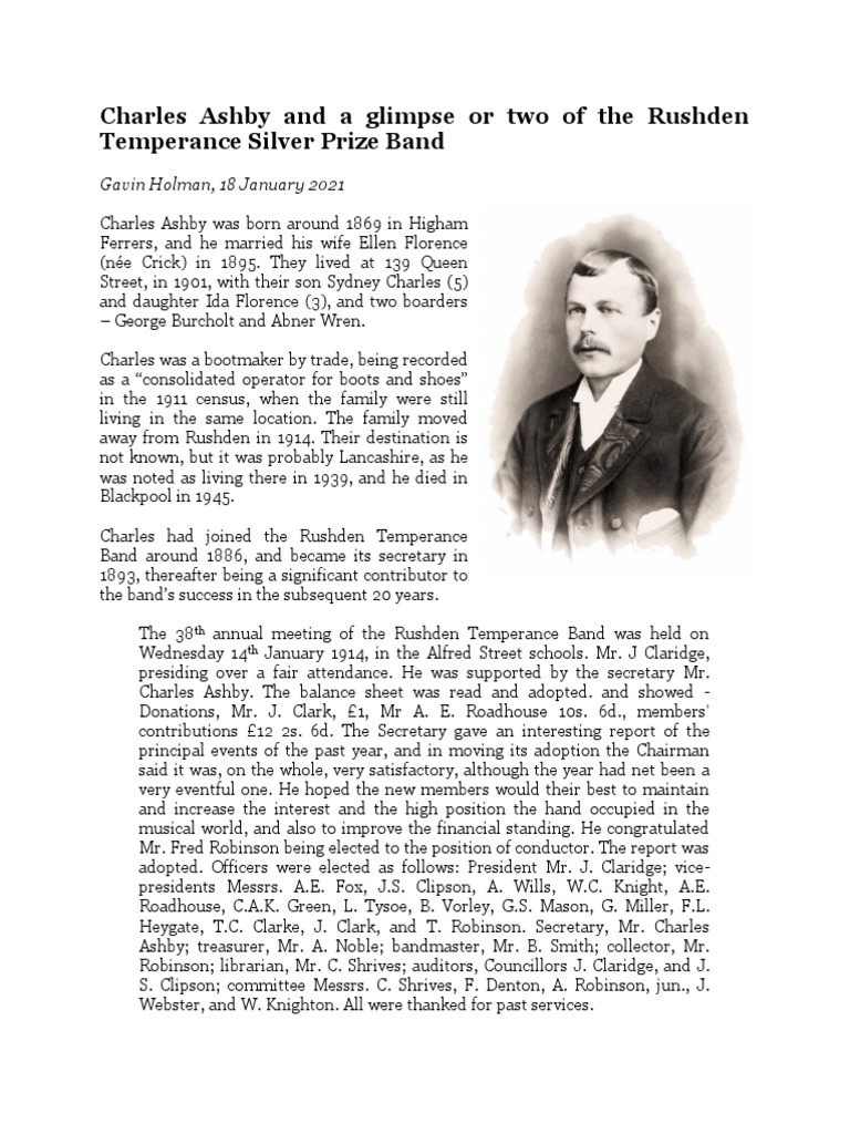 Charles Ashby and A Glimpse or Two of The Rushden Temperance Silver ...