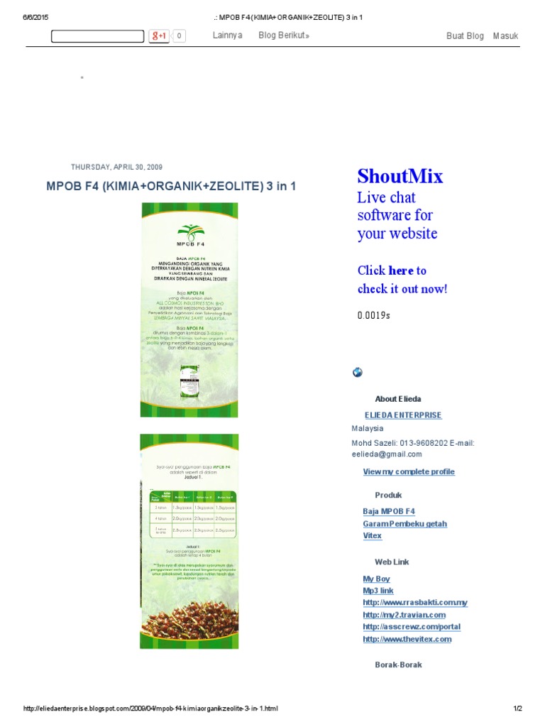 Mpob f4 (Kimia+Organik+Zeolite) 3 in 1 Re | PDF