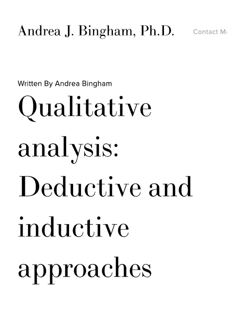 Qualitative Analysis Deductive And Ind Approaches Andrea J