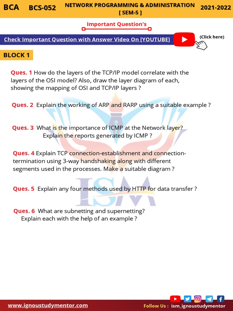 BCS 52 Net. Imp Ques | PDF | Computers