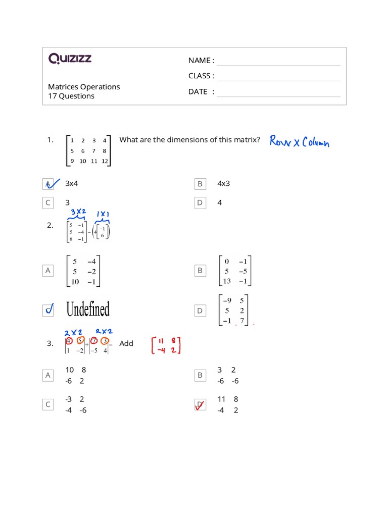 Matrices Operations | PDF