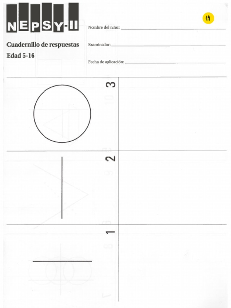 Cuad. Respuestas 5-16 NEPSY-II | PDF
