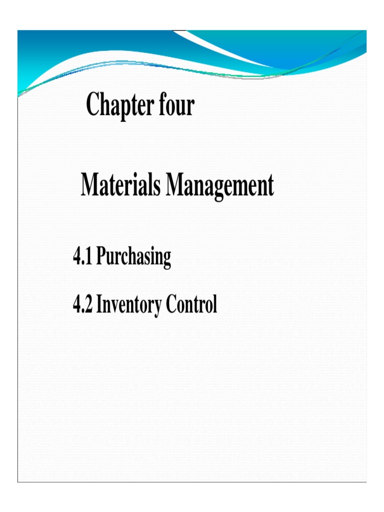 Materials Management Chapter 4 Key Concepts | PDF