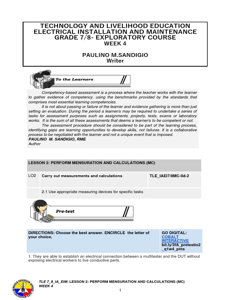TLE 7 8 EIM Week 4 | PDF | Electrical Engineering | Electricity