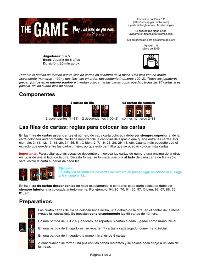 The Game Spanish Rules Version 1.0 | PDF