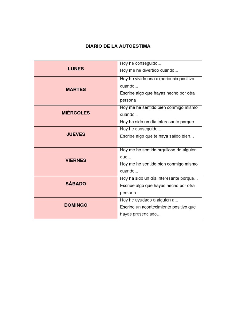 Diario de La Autoestima | PDF